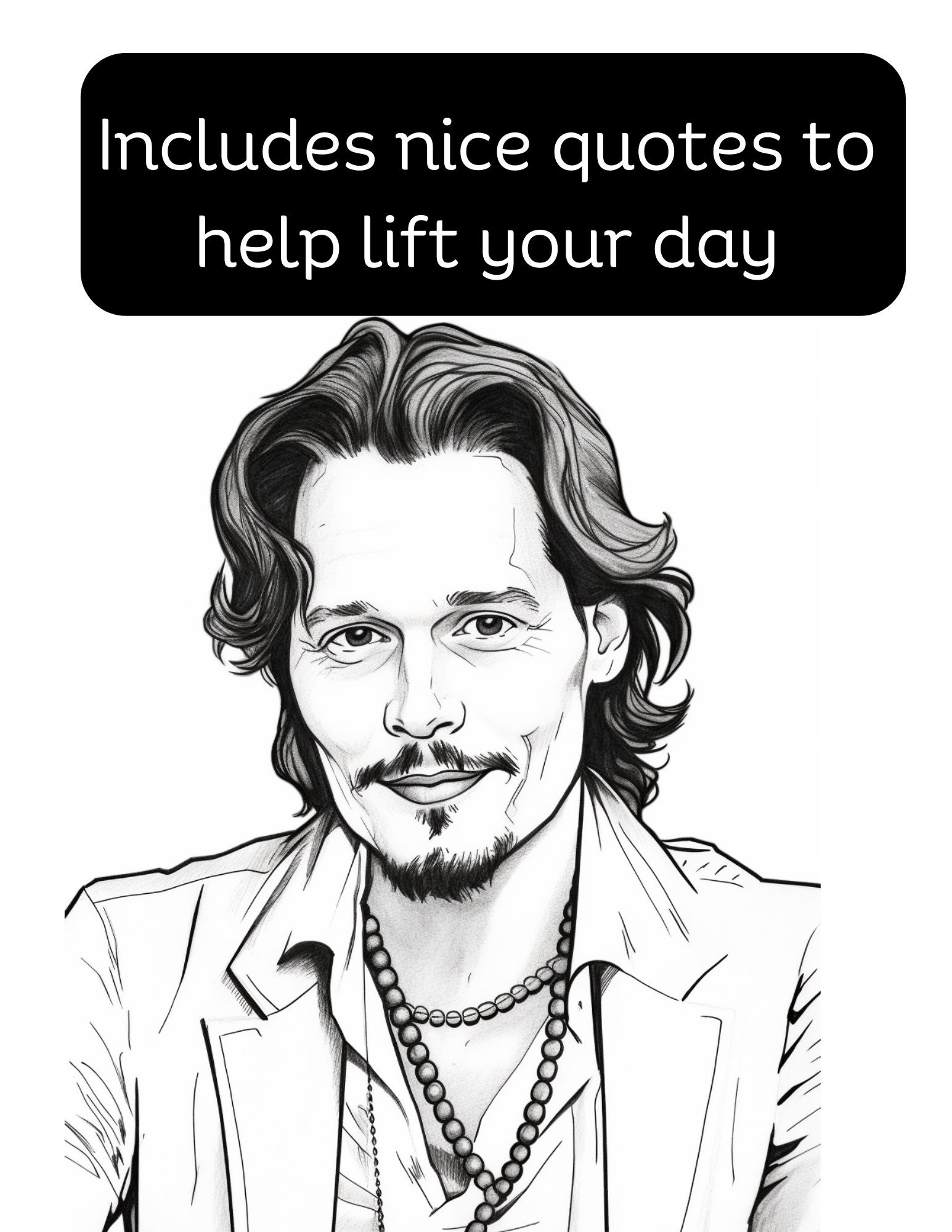 Wall Art Prints and Zen Coloring Pages for Adults With Johnny Depp - Etsy
