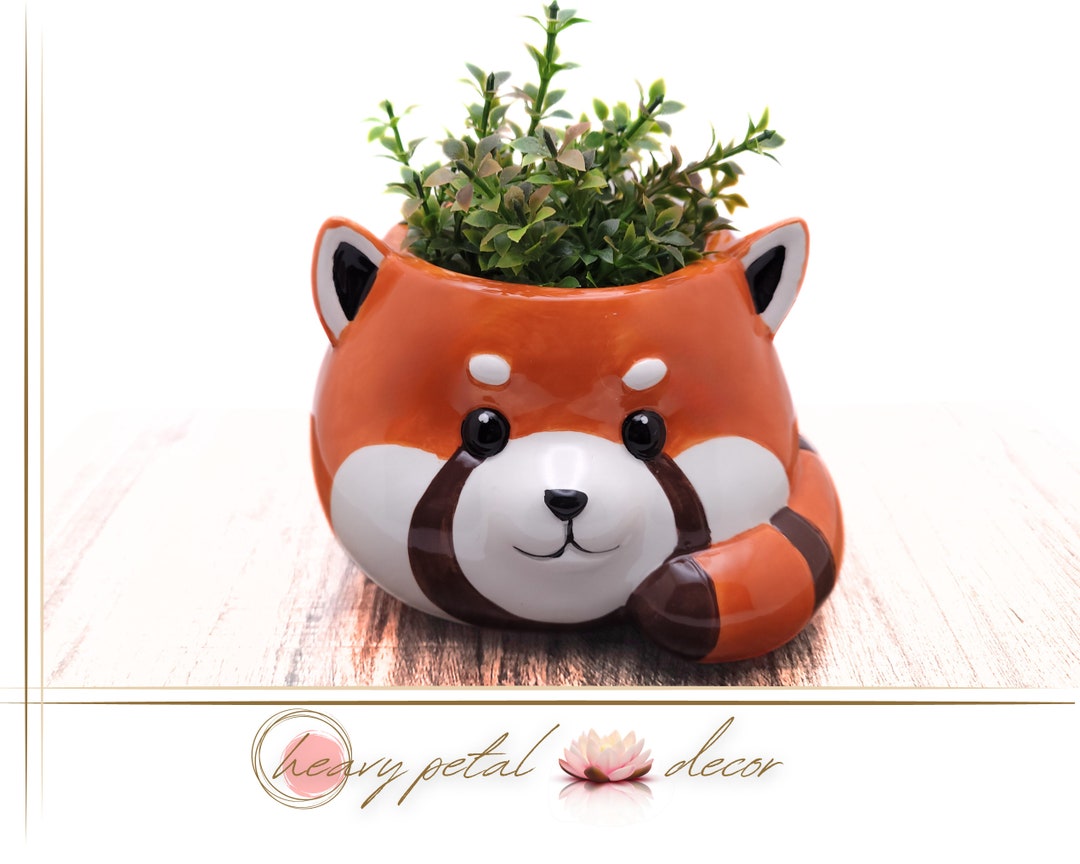 Red Panda Planter With Drainage Hole | Red Panda Ceramic Succulent ...