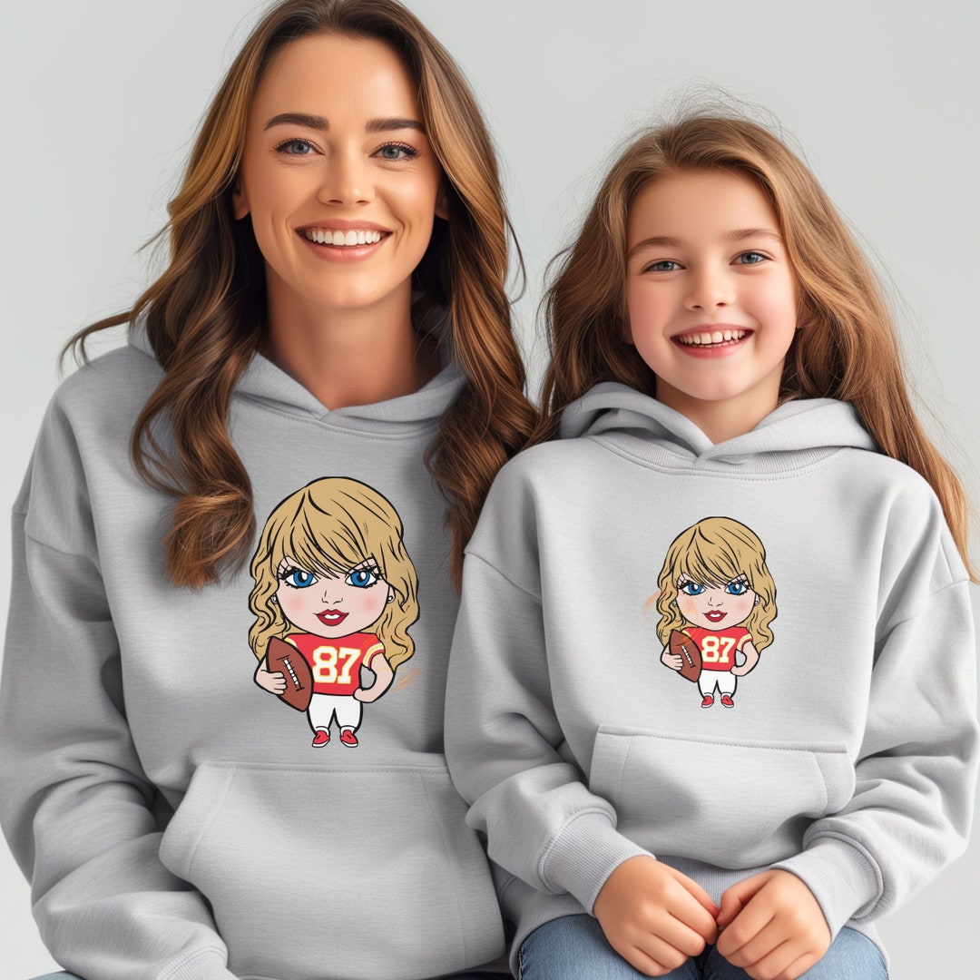 Swiftie Football Sweatshirt, Swift Chibi Caricature Hoodie, KC Chiefs ...