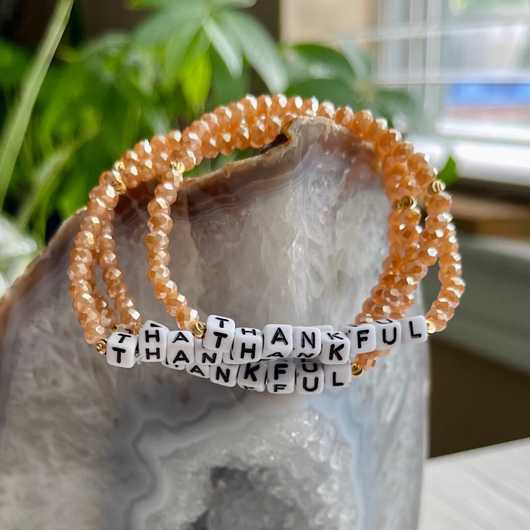 Thankful Word Bracelet, Stacking Friendship Bracelet, Letter Bracelet ...