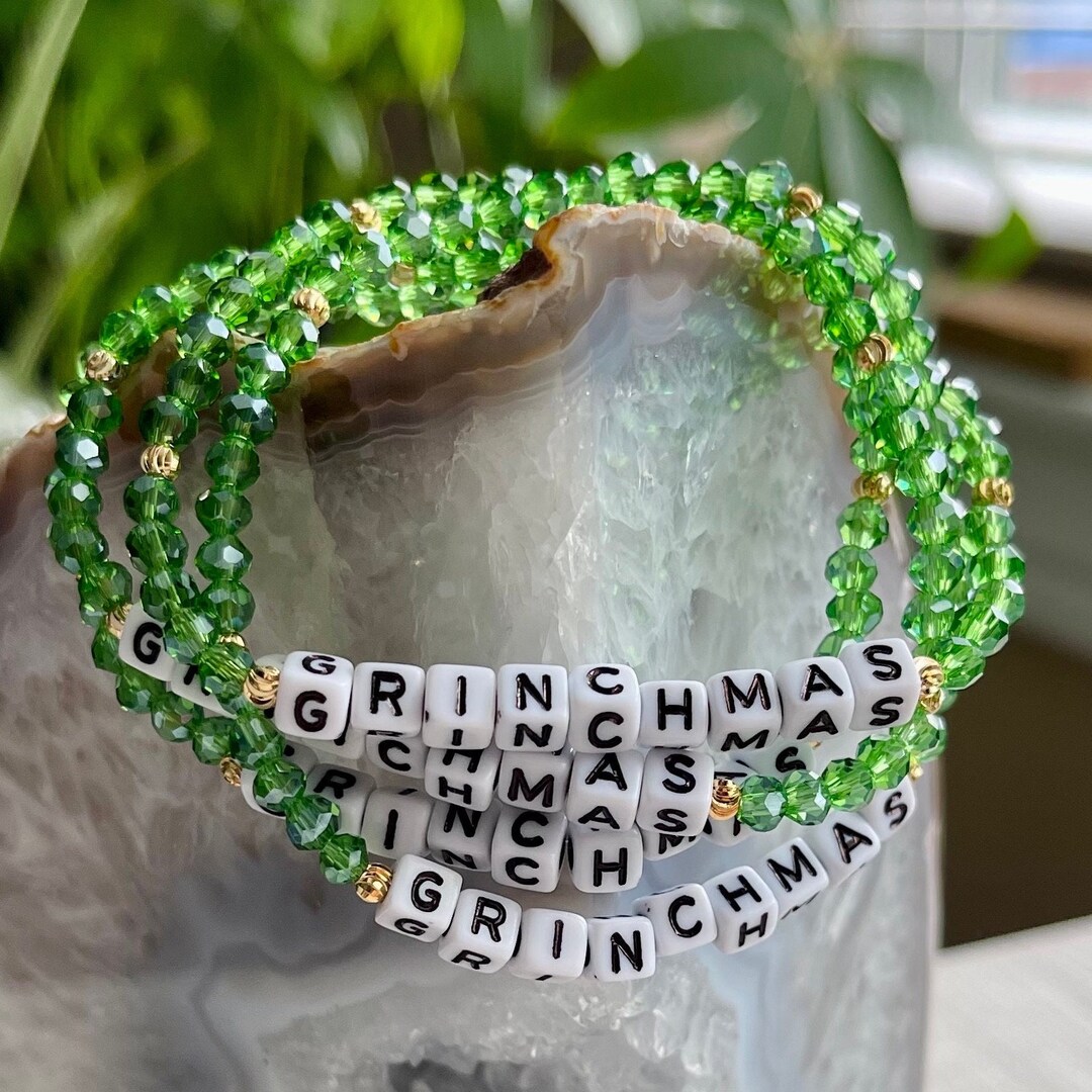 Grinch, Grinchmas Bracelet, Word Bracelet, Stacking Friendship Bracelet ...