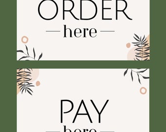 Order Here & Pay Here PRINTABLE Signs for Business, Restaurant, Vendor ...