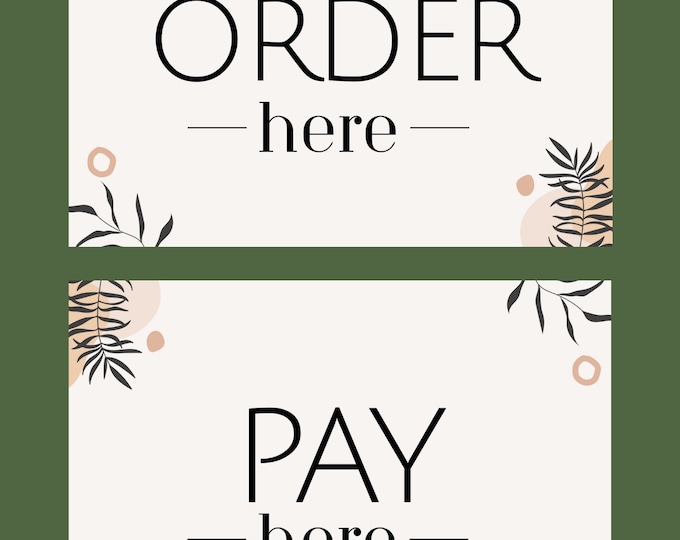 Order Here & Pay Here PRINTABLE Signs for Business, Restaurant, Vendor ...