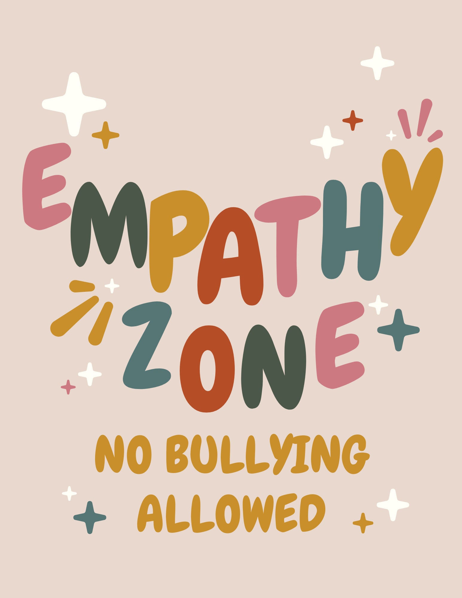 No Bullying Allowed Sign | Empathy Zone Poster | Inspirational School ...