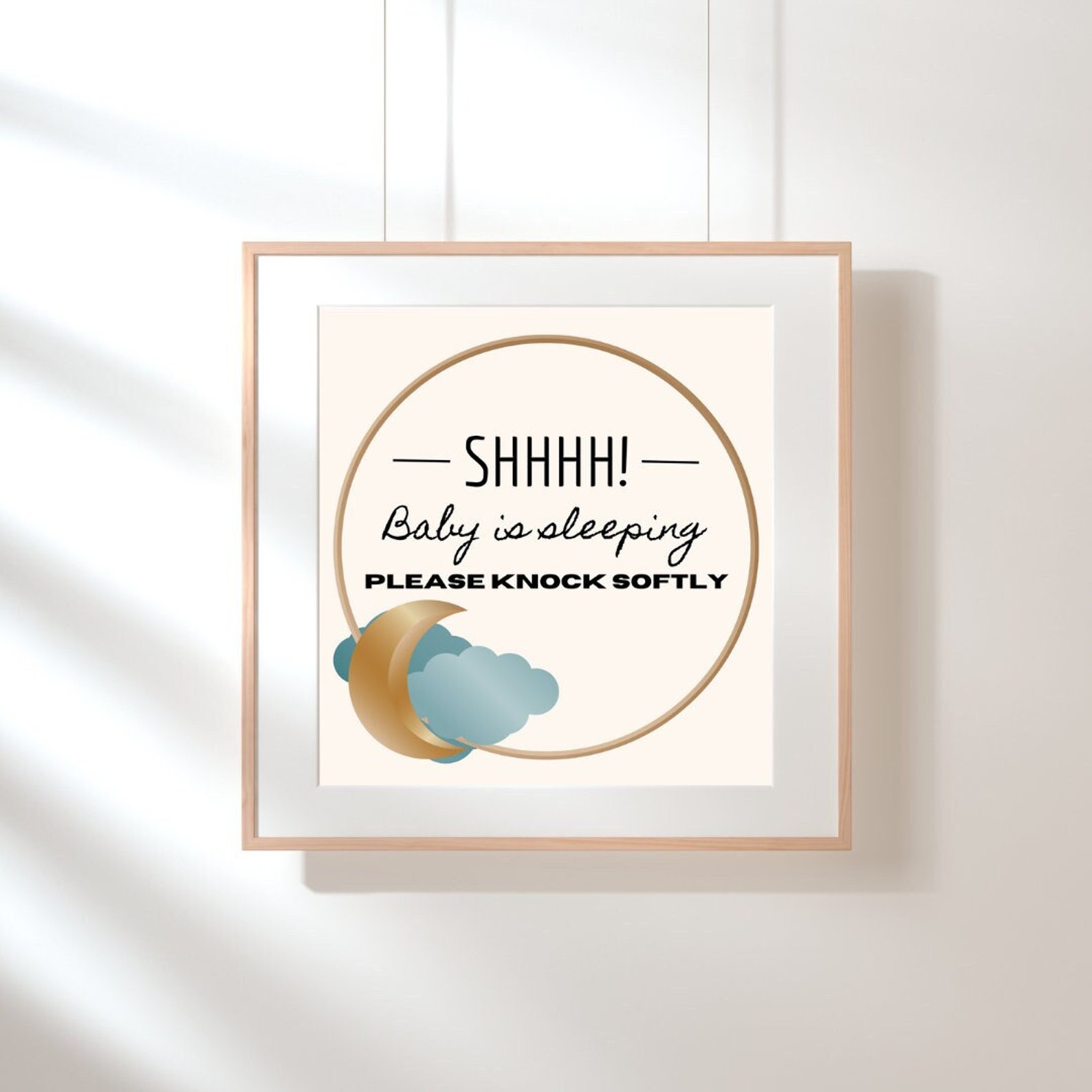 Baby Sleeping Sign | Door Hanger | Printable | Don't Ring Doorbell Sign ...