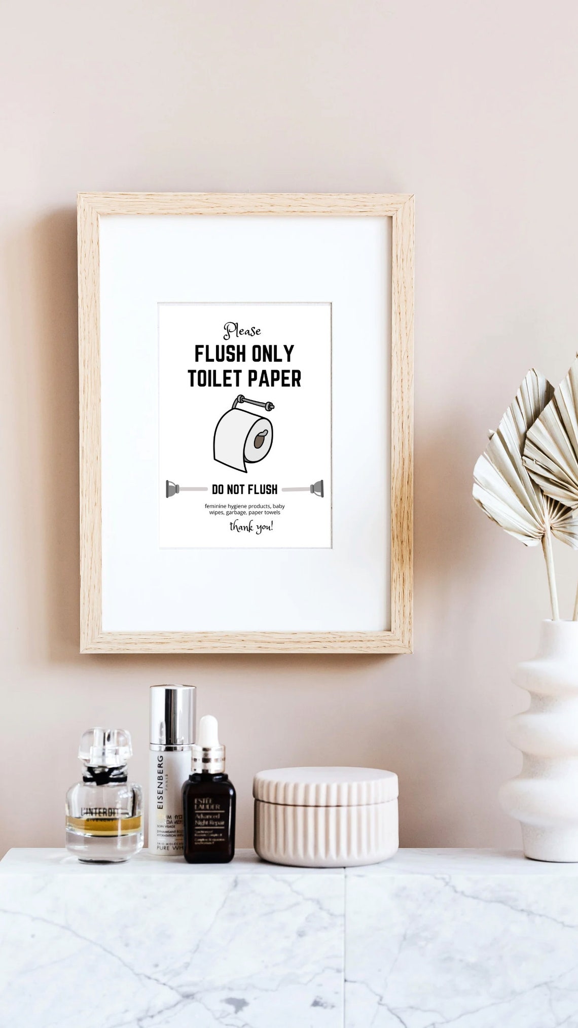 Fun Please Flush Only Toilet Paper Bathroom Sign, Airbnb Vacation ...