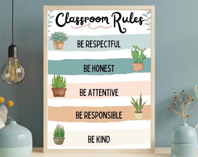 Classroom Rules Sign | Classroom Poster | School Decor | Digital ...