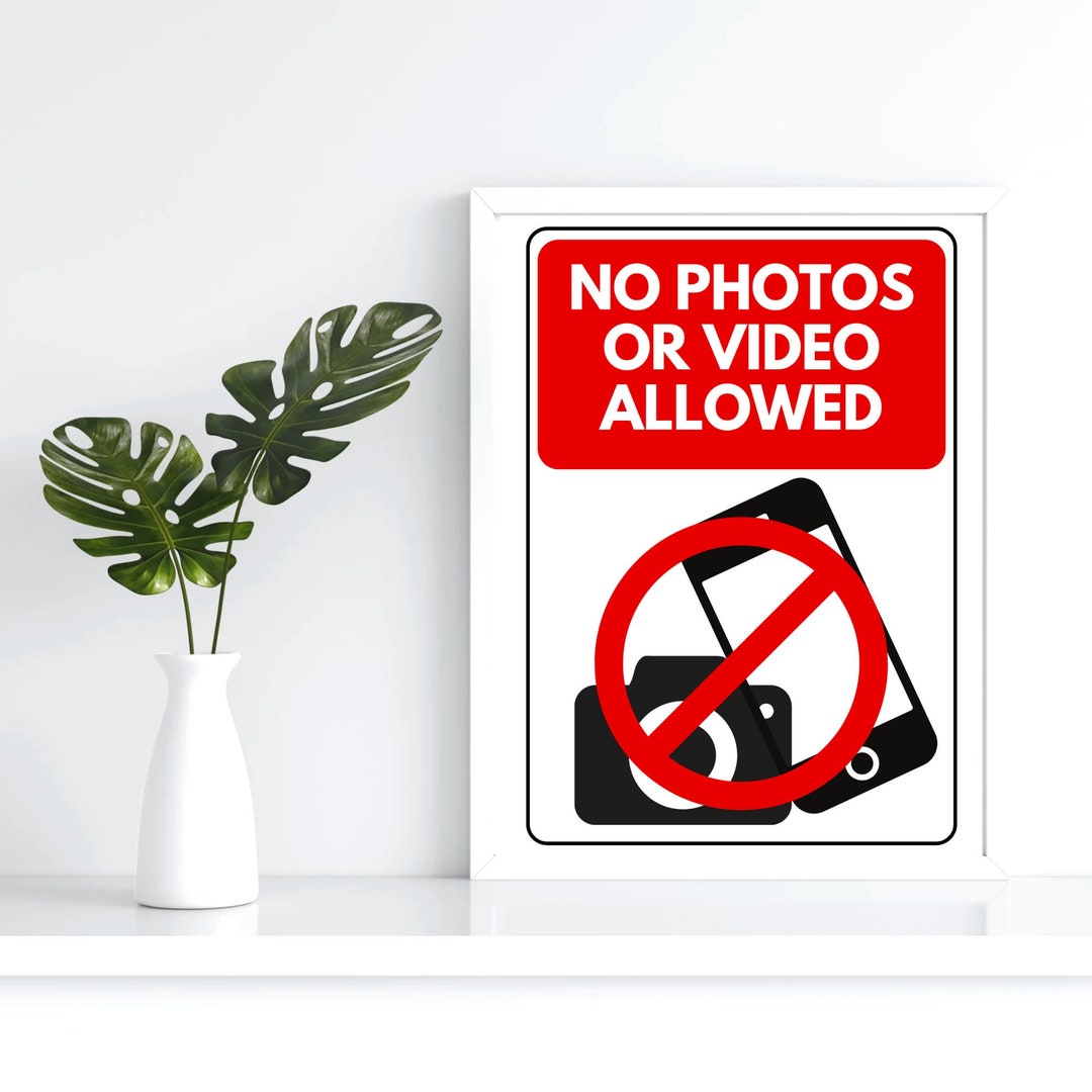 Printable No Photos or Video Allowed Sign | Instant Download | Camera ...