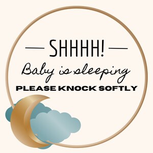 Baby Sleeping Sign | Door Hanger | Printable | Don't Ring Doorbell Sign ...