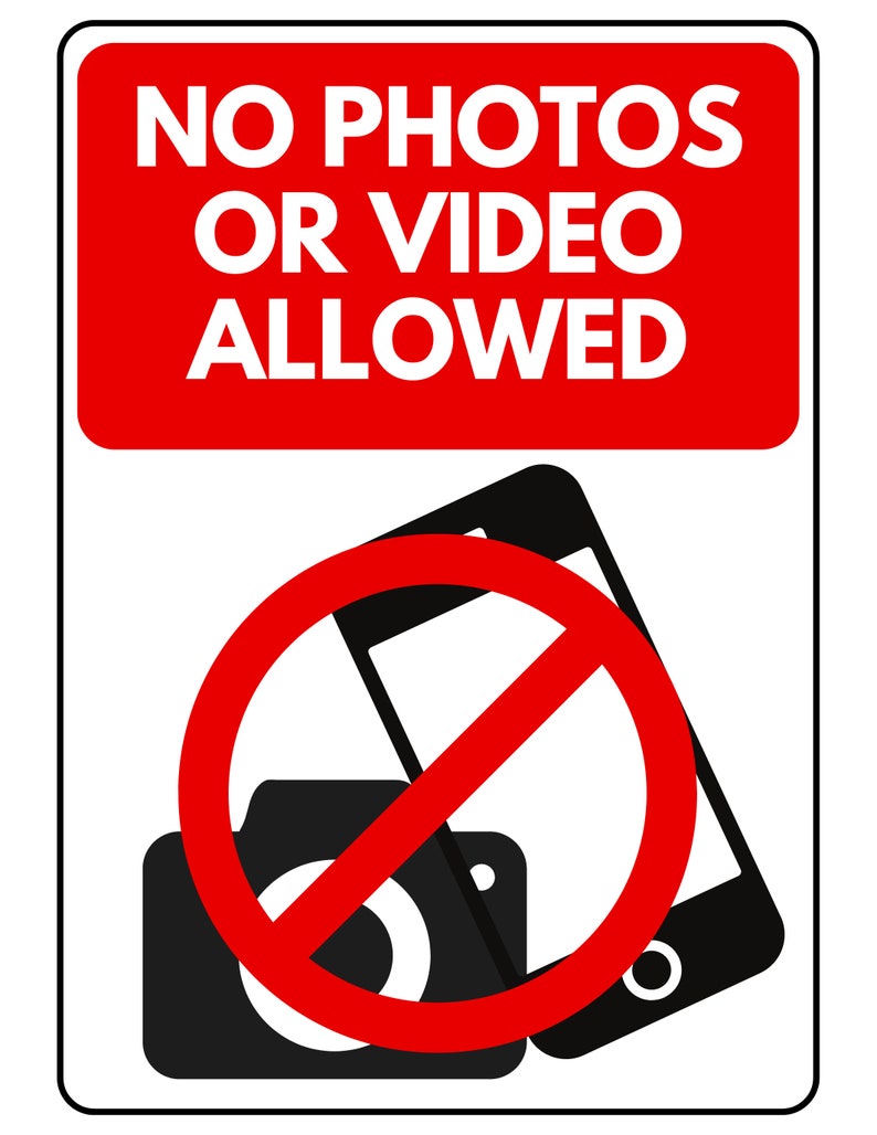 Printable No Photos or Video Allowed Sign | Instant Download | Camera ...