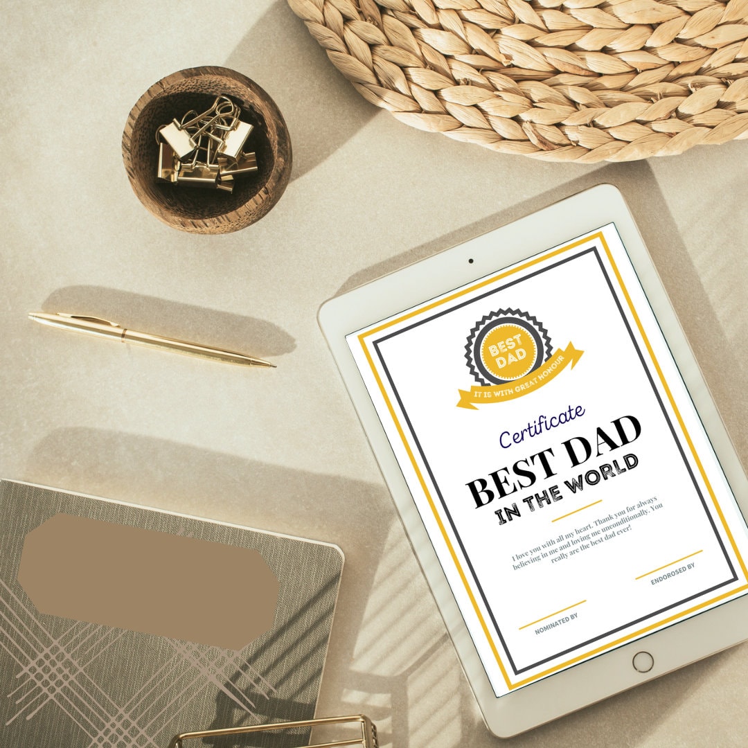 Father's Award Certificate | Best Dad in the World Gift | Printable Dad ...