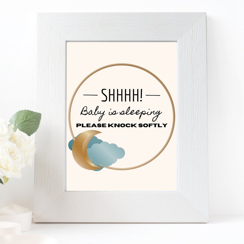 Baby Sleeping Sign | Door Hanger | Printable | Don't Ring Doorbell Sign ...