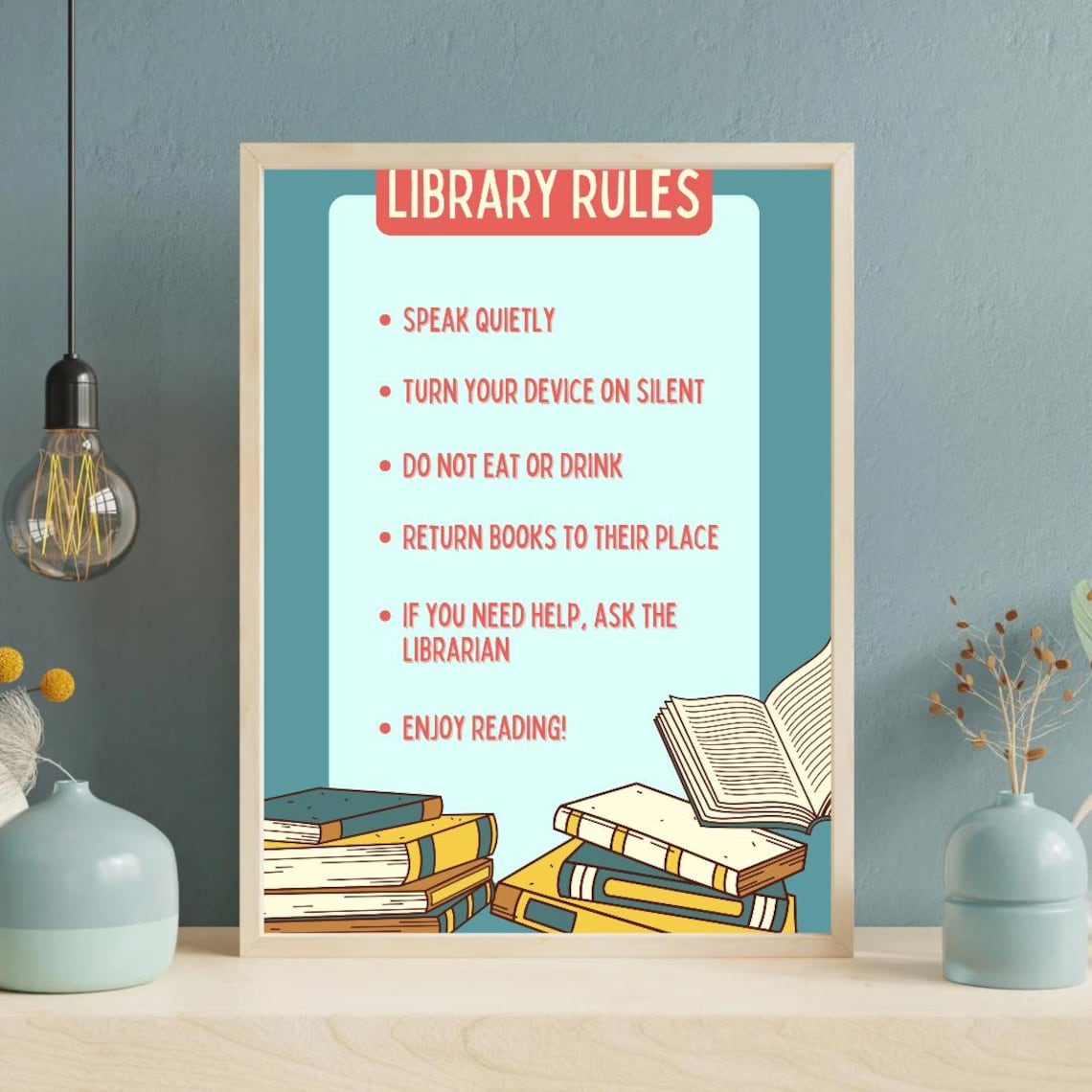 Library Rules Sign Library Poster School Decor Digital Download ...