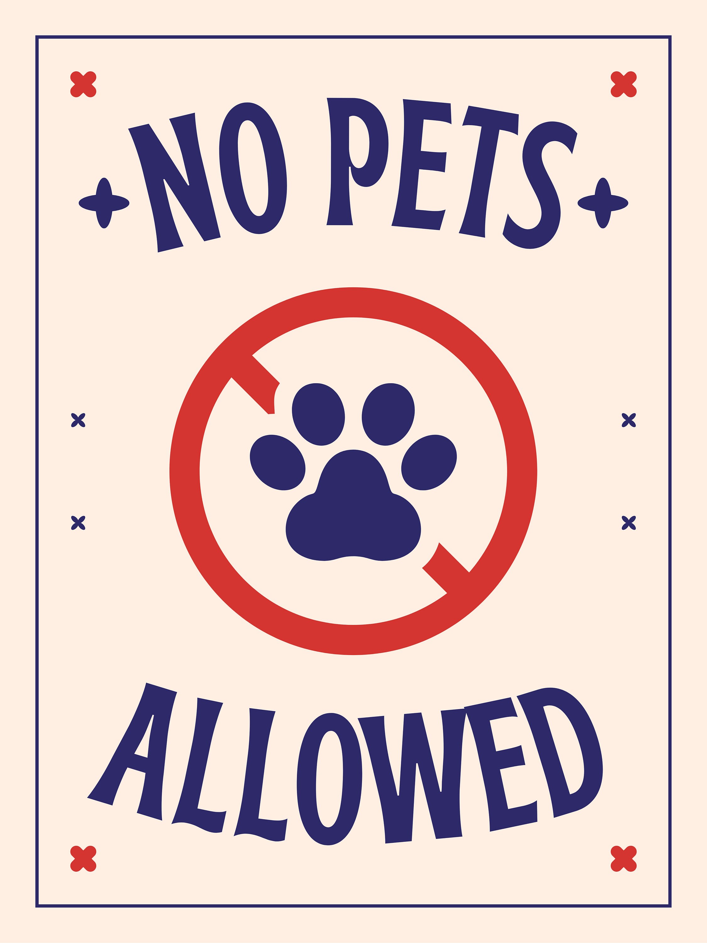 No Pets Allowed Sign Printable No Dogs Sign Pet Prohibited Area Instant ...