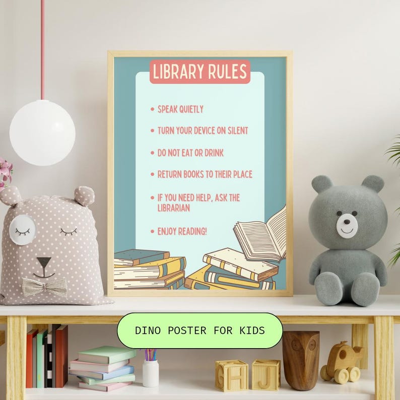 Library Rules Sign | Library Poster | School Decor | Digital Download ...