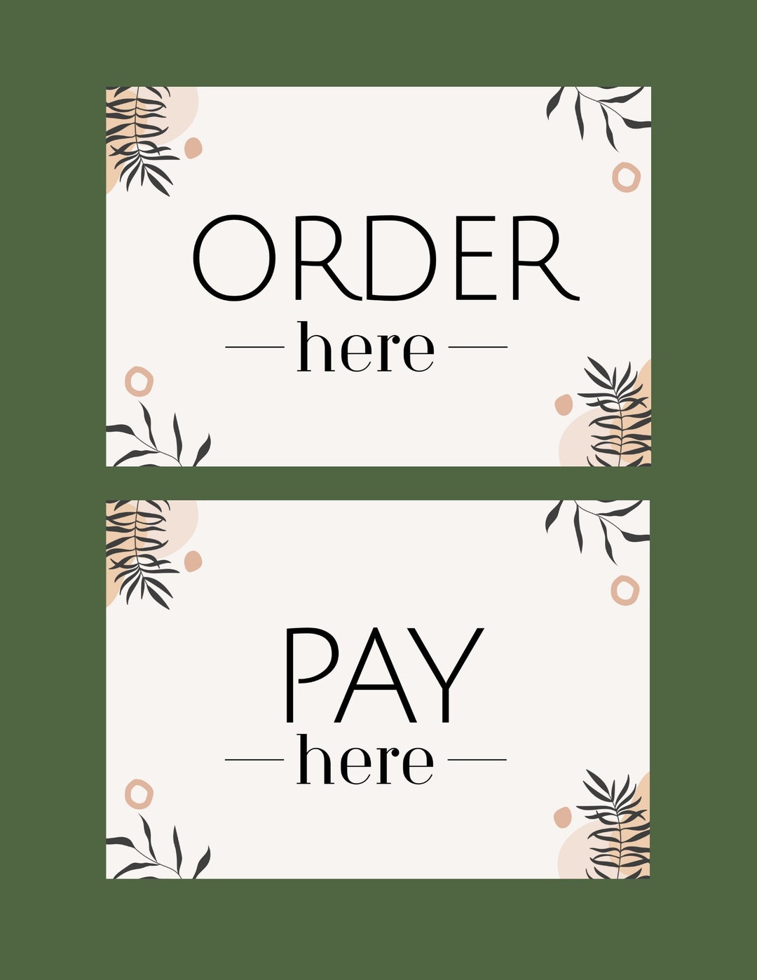 Order Here & Pay Here PRINTABLE Signs for Business, Restaurant, Vendor ...