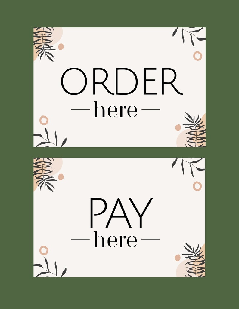 Order Here & Pay Here PRINTABLE Signs for Business, Restaurant, Vendor ...
