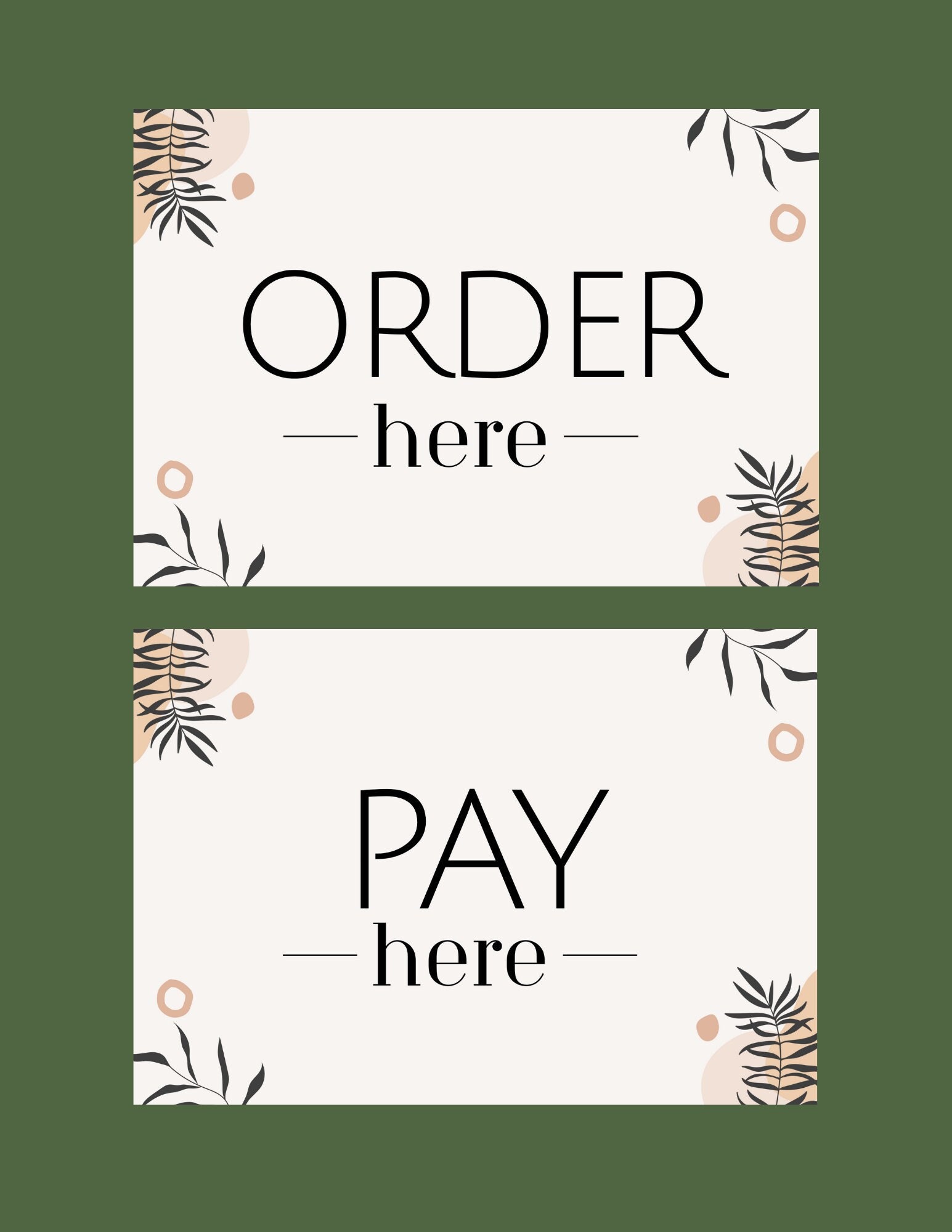Order Here & Pay Here PRINTABLE Signs for Business, Restaurant, Vendor ...