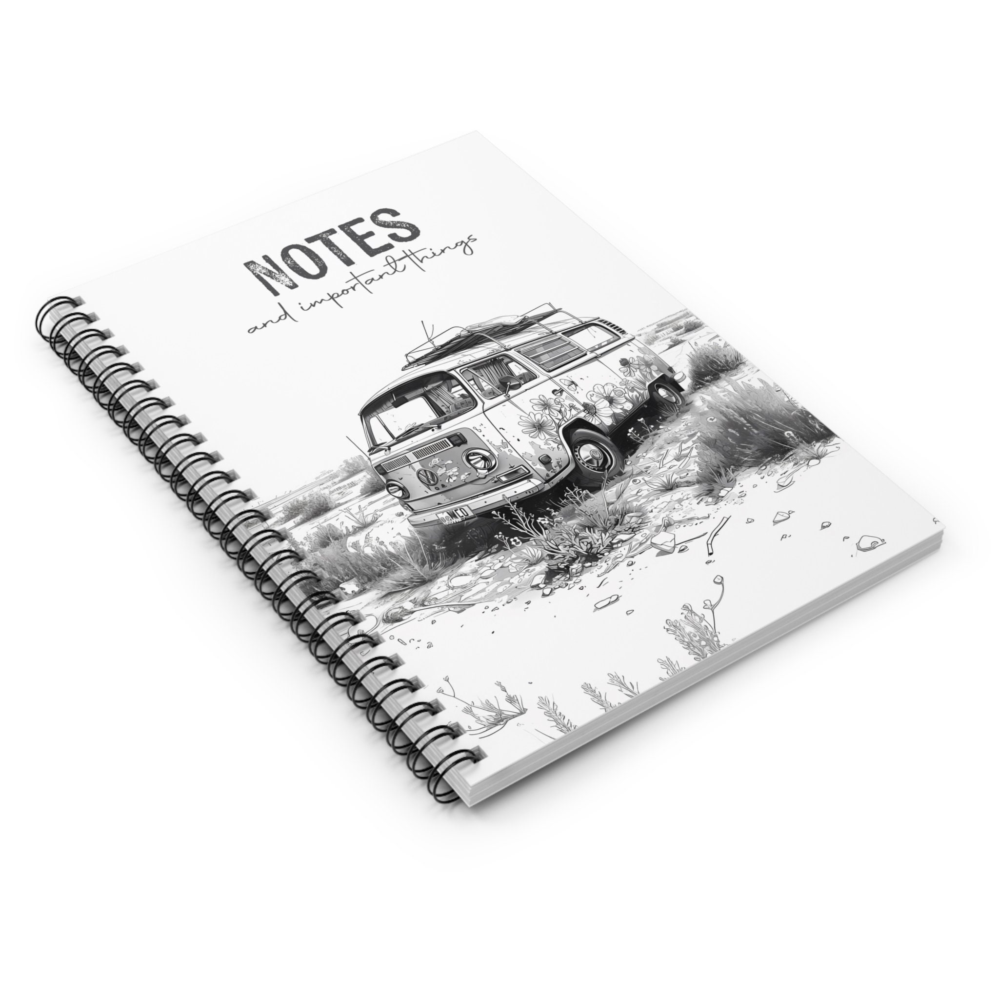 Vintage VW Volkswagon Bus Hippie Sketch and Notes, Artsy Retro Style ...