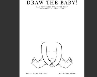 Baby Shower Game Draw the Baby, EDITABLE Template, Draw the Baby Game ...