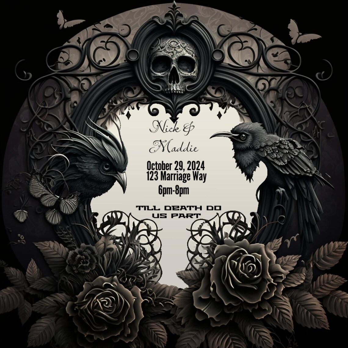 Gothic Wedding Invitation, Digital Download Template - Etsy