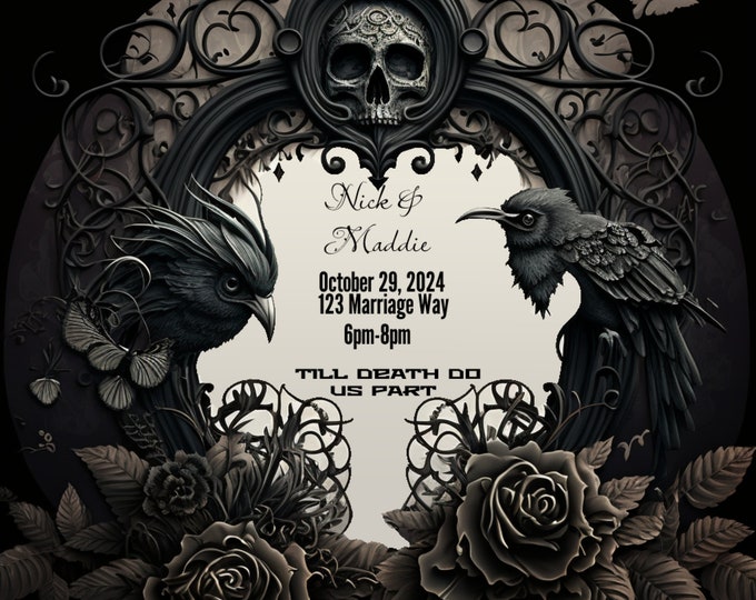 Gothic Wedding Invitation, Digital Download Template - Etsy