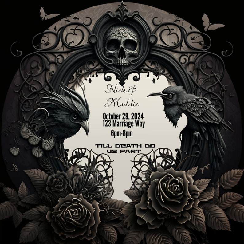 Gothic Wedding Invitation, Digital Download Template - Etsy