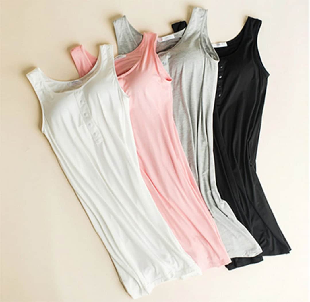 Padded Dress Built in Bra Dress Elastic Camisoles Camis Dress Tank ...
