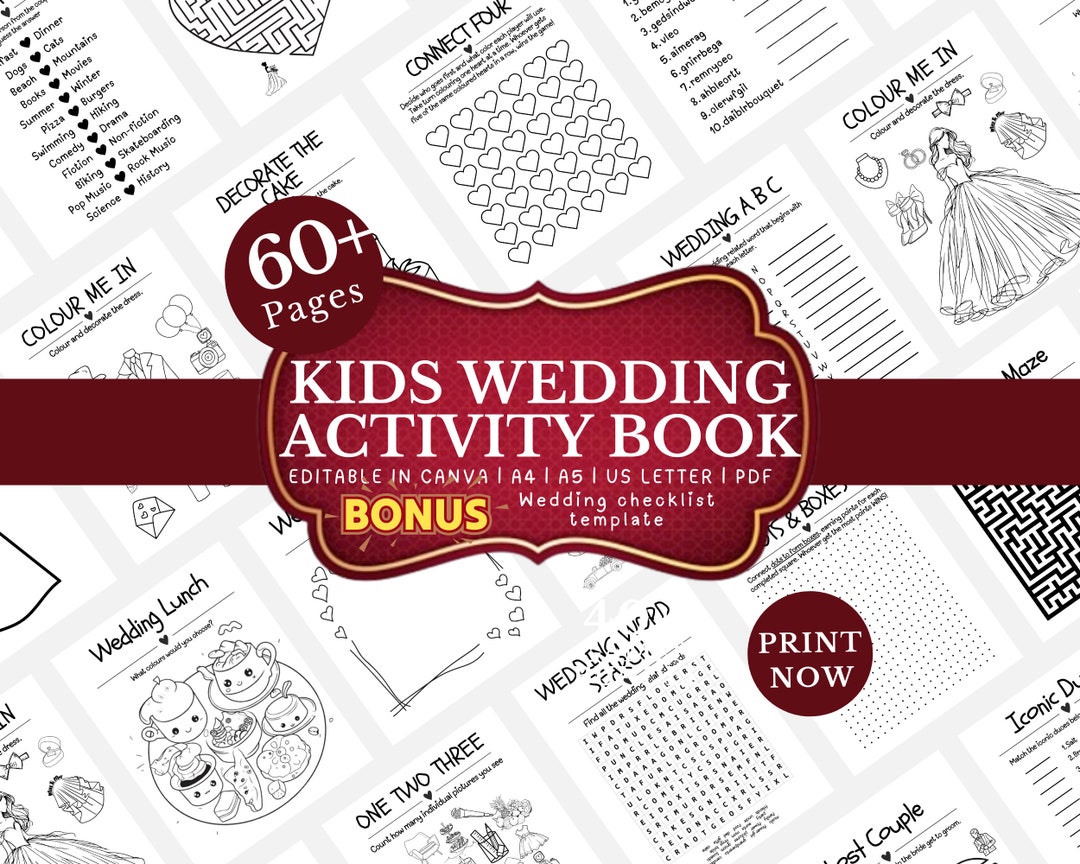 Kids Wedding Coloring Book, Wedding Activity Book, Custom Coloring Book ...