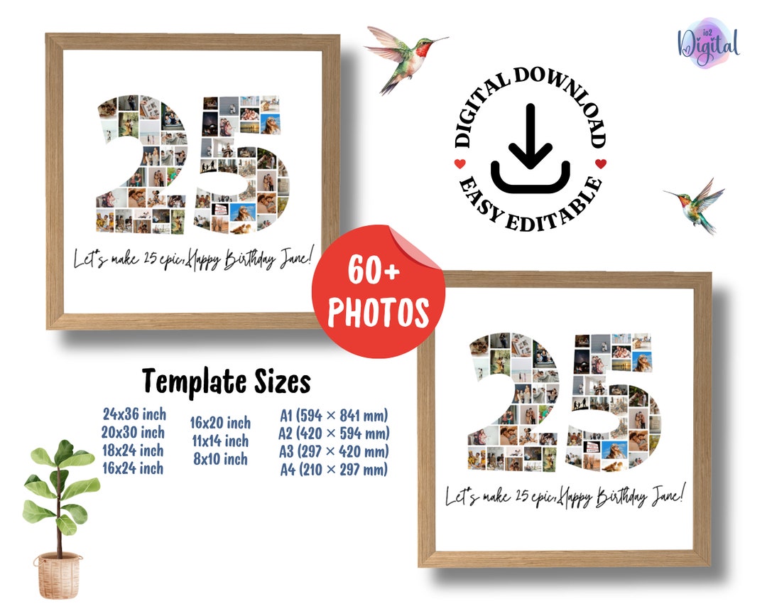 25th Birthday Photo Collage Gift: Canva Template (digital Download) - Etsy