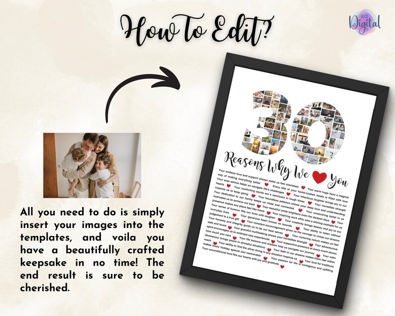 30 Reasons Why We Love You Photo Collage Canva Template Wedding ...
