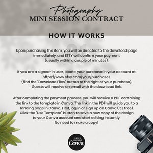Editable Mini Session Photography Contract Template (canva Template) - Etsy