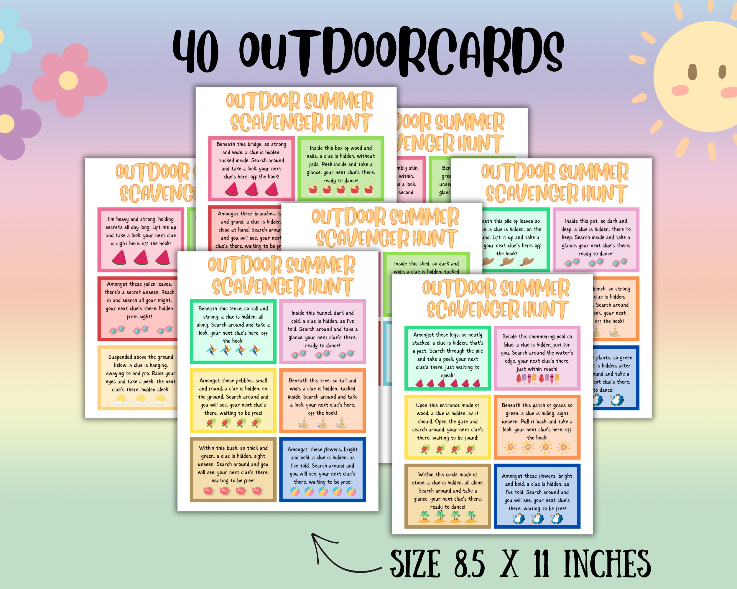 Summer Outdoor Scavenger Hunt for Kids: 40 Clue Cards (PDF) - Etsy