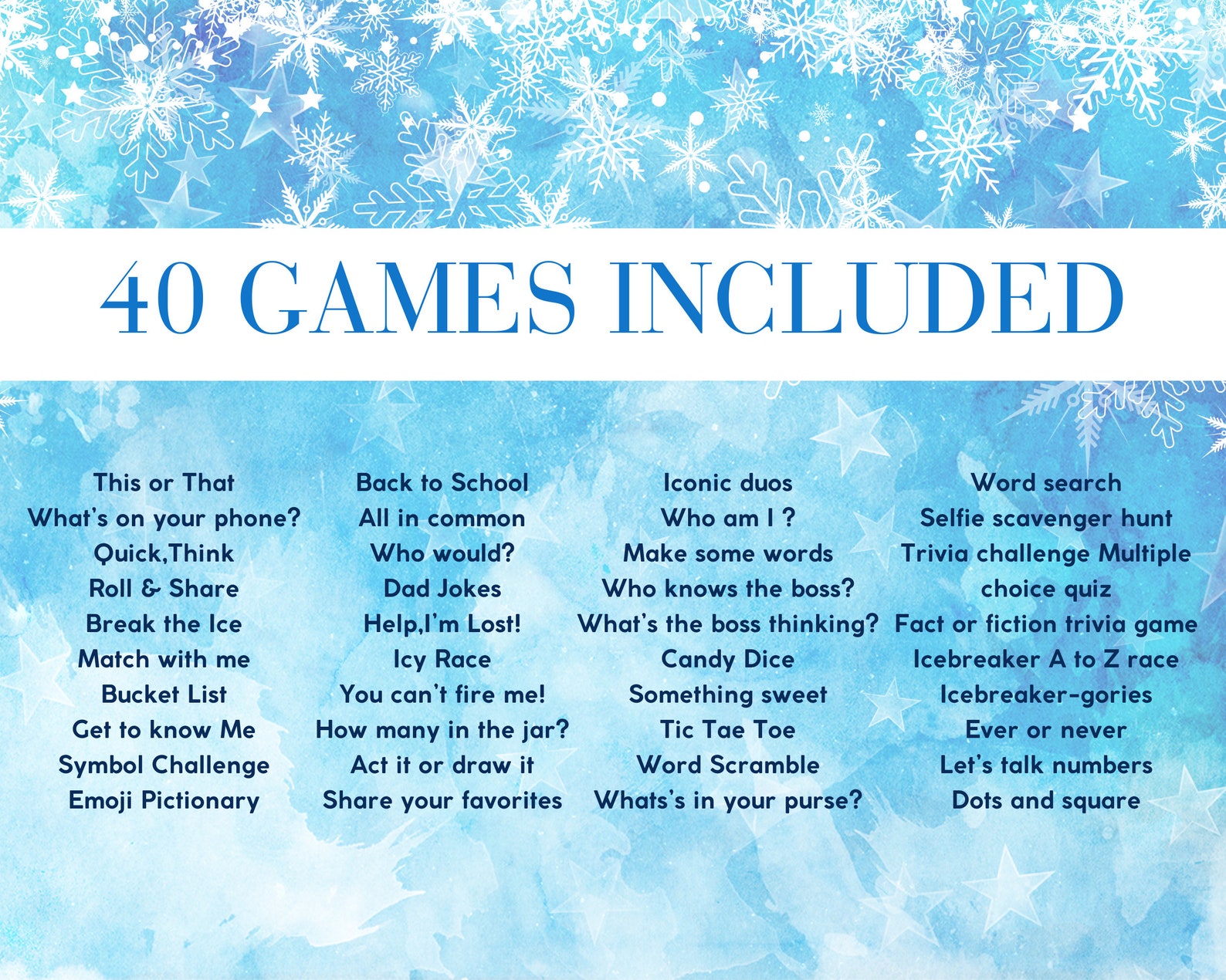 Icebreaker Games Bundle: 40 Fun Party Games (PDF & Canva) - Etsy