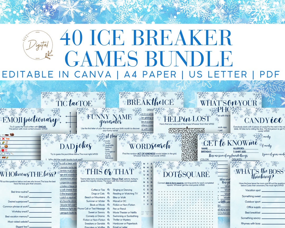 Icebreaker Games Bundle: 40 Fun Party Games (PDF & Canva) - Etsy