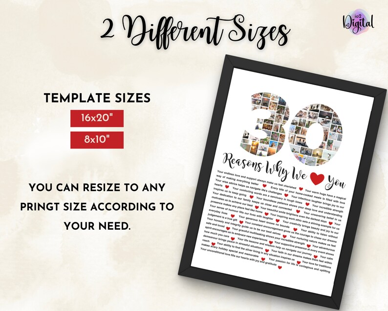 30 Reasons Why We Love You Photo Collage Canva Template Wedding ...