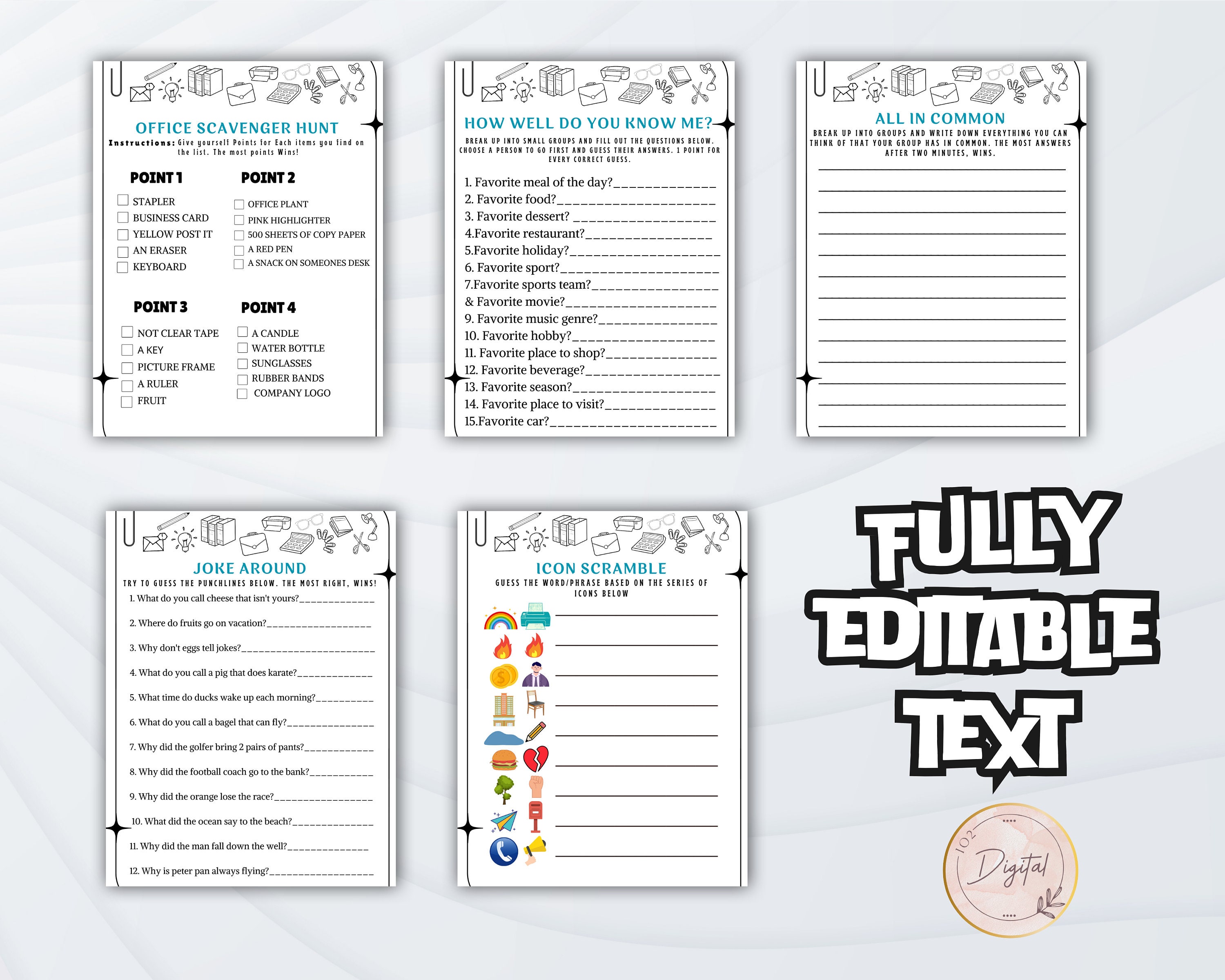 40 Office Party Games MEGA Bundle: Printable Work Games (canva Editable ...
