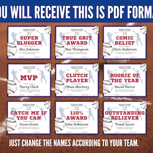 Editable Baseball Award Certificates: 35 Team Awards (PDF & Canva) - Etsy
