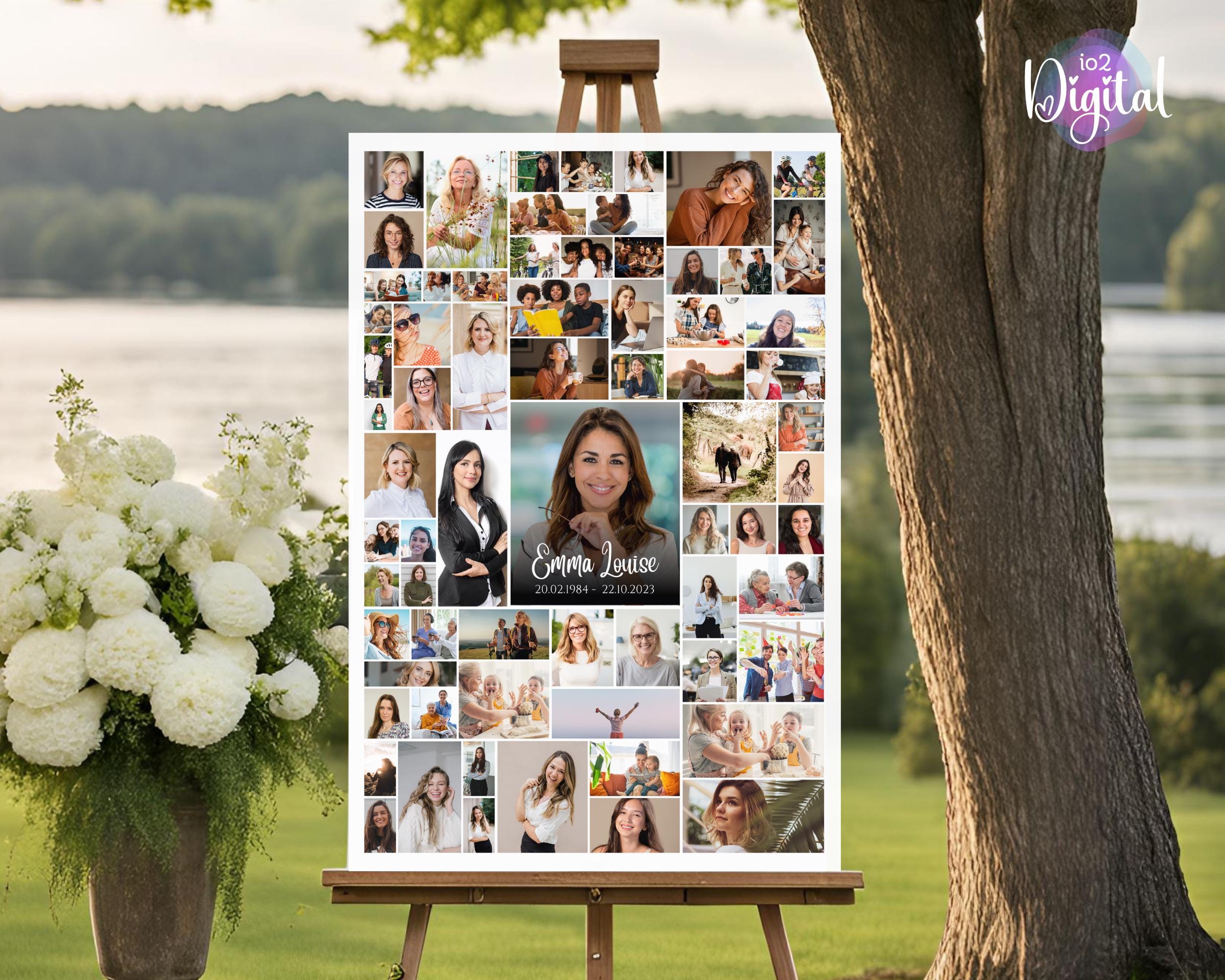 Memorial Photo Collage Template, Funeral Celebration of Life (digital ...