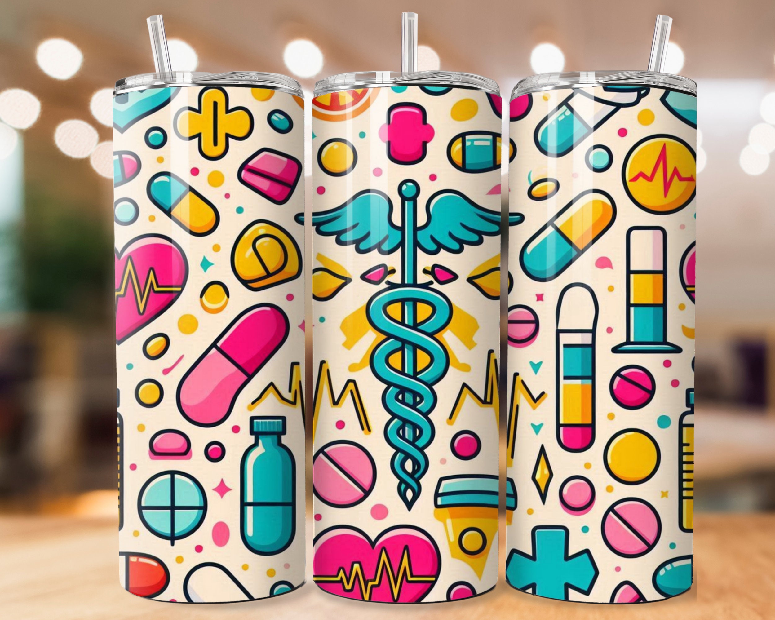 Nurse Tumbler Wrap PNG 20oz Skinny Tumbler Nursing Medical Sublimation ...
