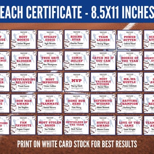 Editable Baseball Award Certificates: 35 Team Awards (PDF & Canva) - Etsy