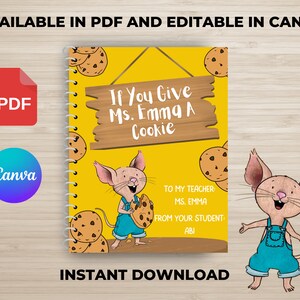 Teacher Appreciation Cookie Book Template: Canva Editable Gift (PDF ...