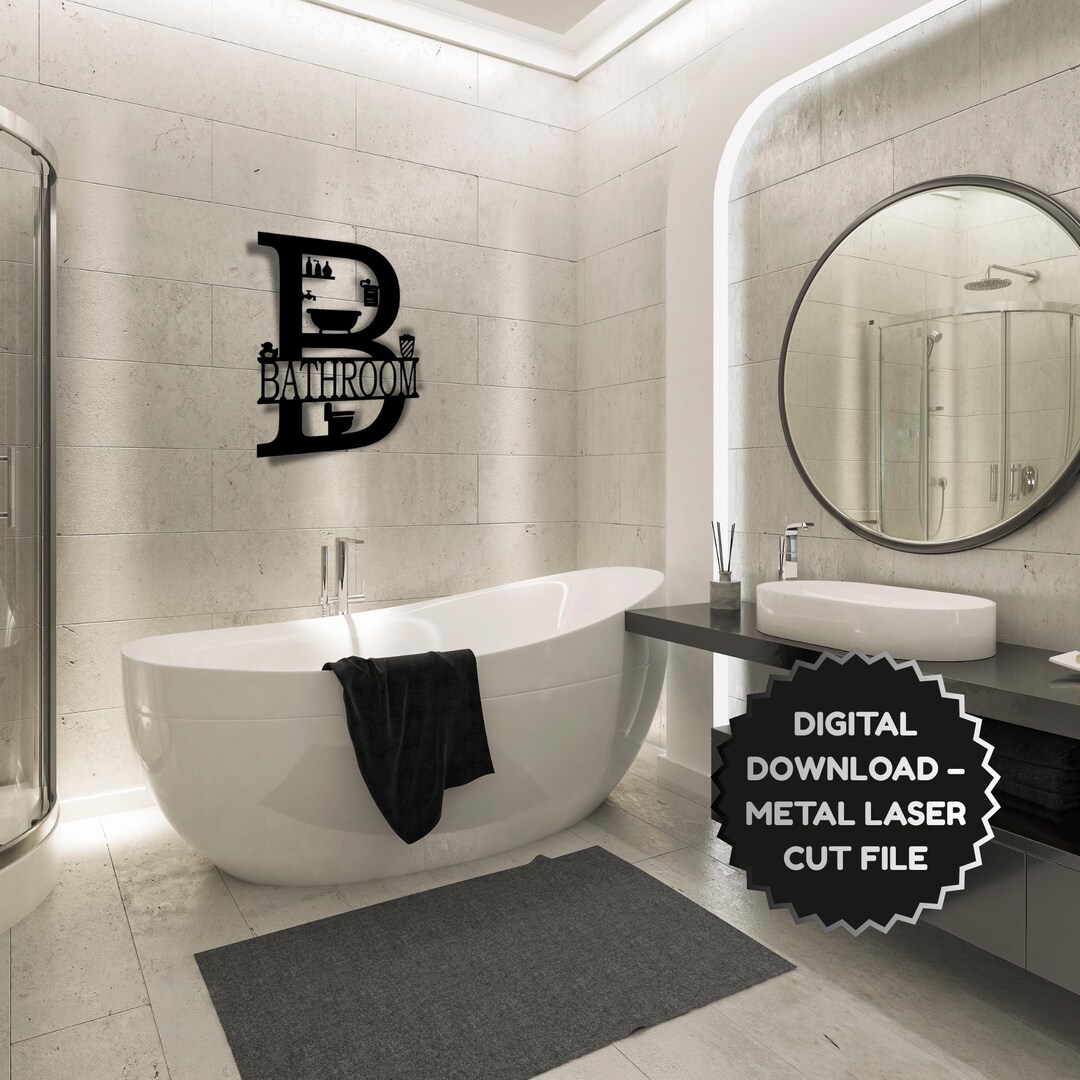 Bathroom Letter Metal Wall Art – Digital Laser Cut File - Dwg,dxf,svg ...