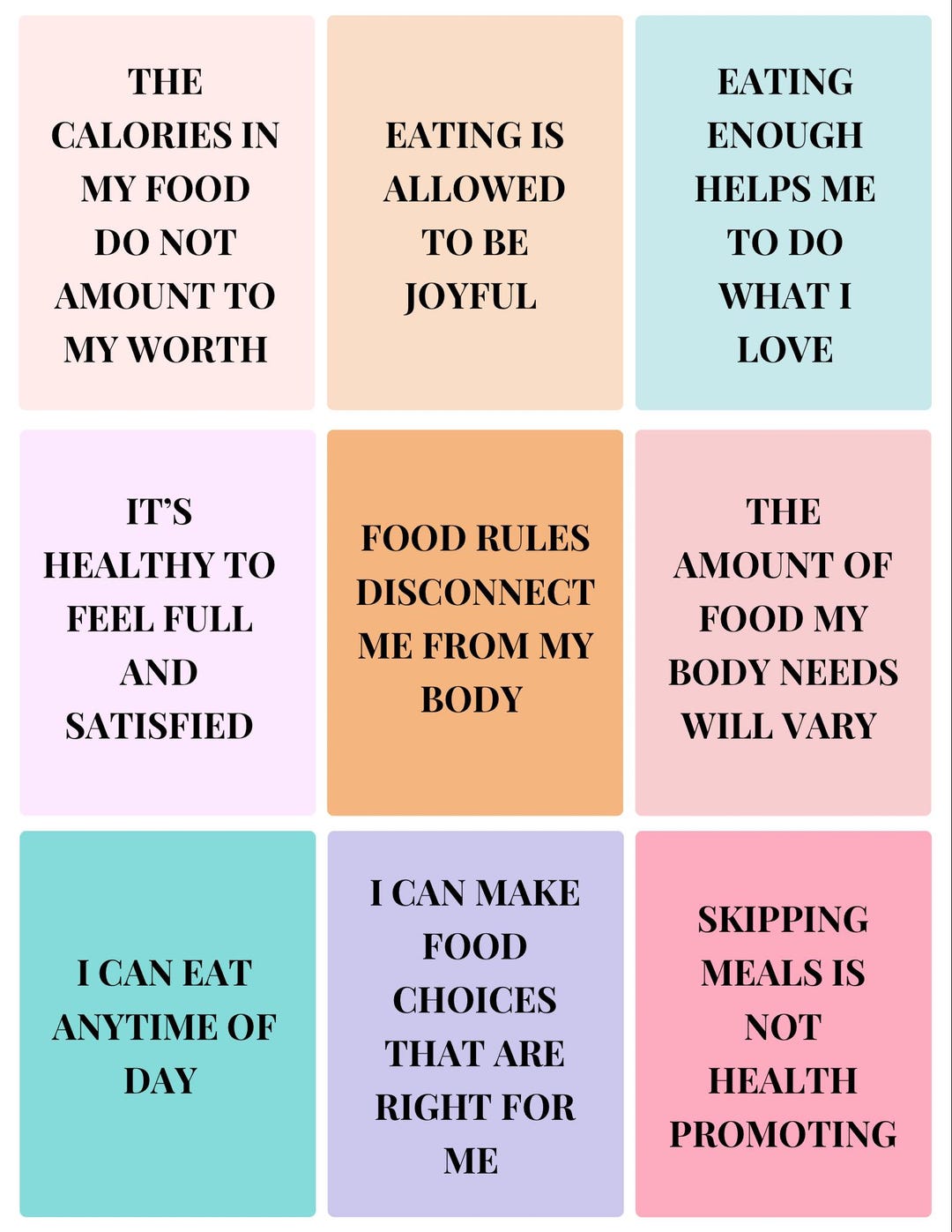 Mindful Eating Affirmation Cards (PDF Printable) - Etsy