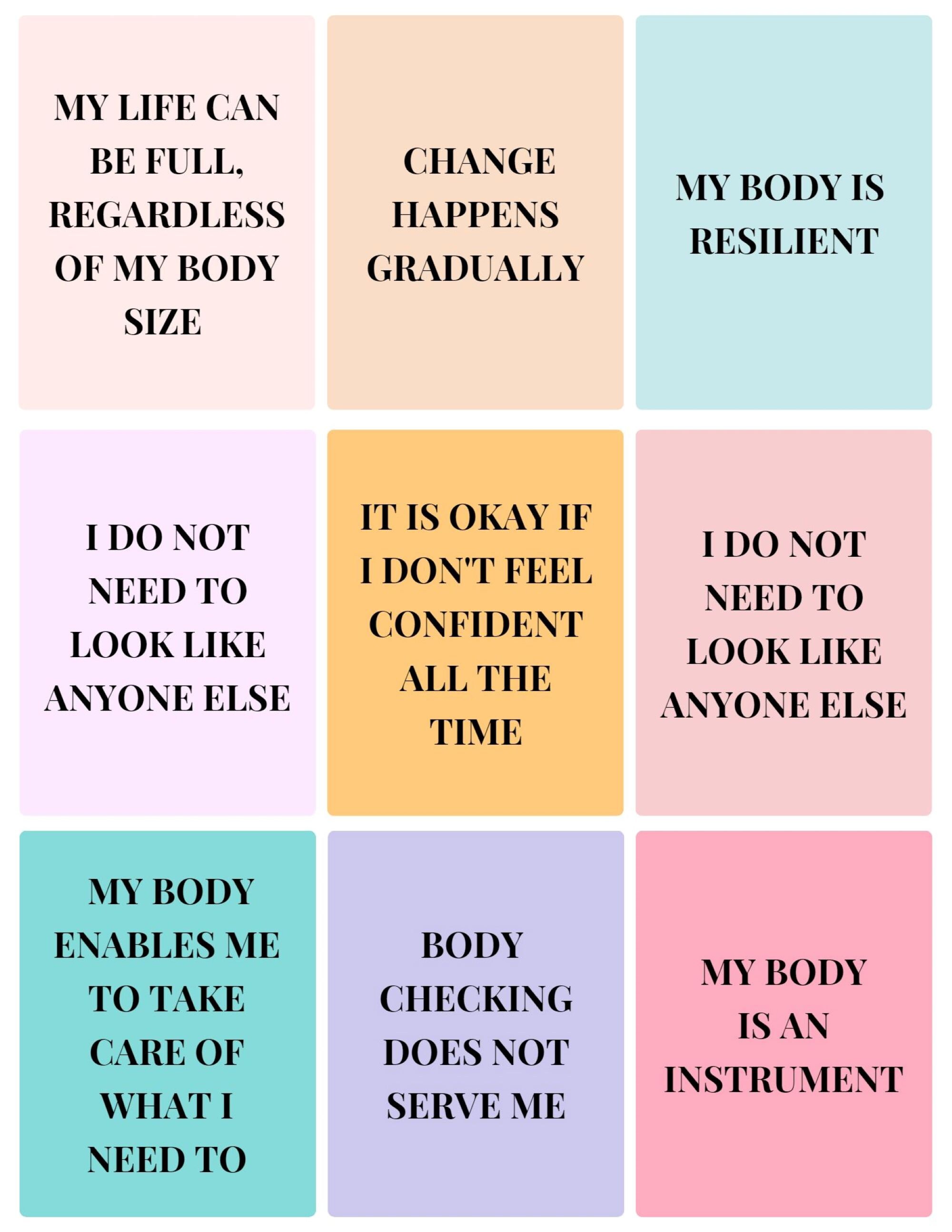 Body Affirmation Cards (PDF Printable) - Etsy