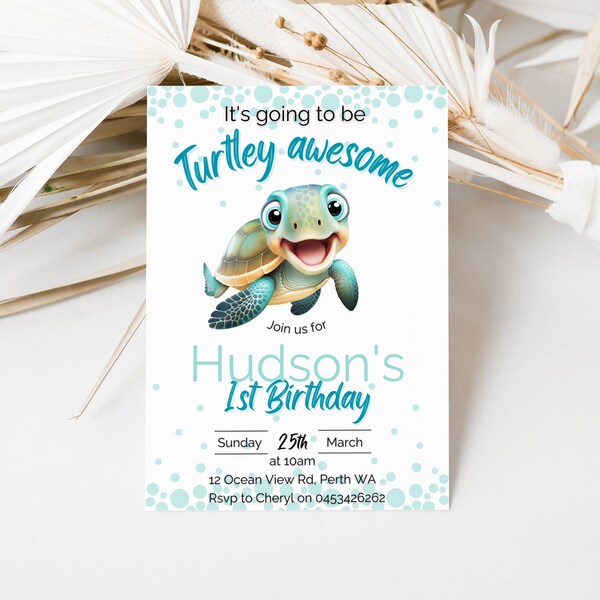 Turtle Invitation - Etsy