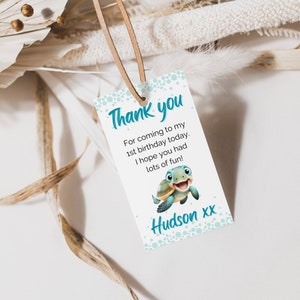 Turtle Thank You Gift Tag, Turtley Awesome Birthday Party Gift Tag ...