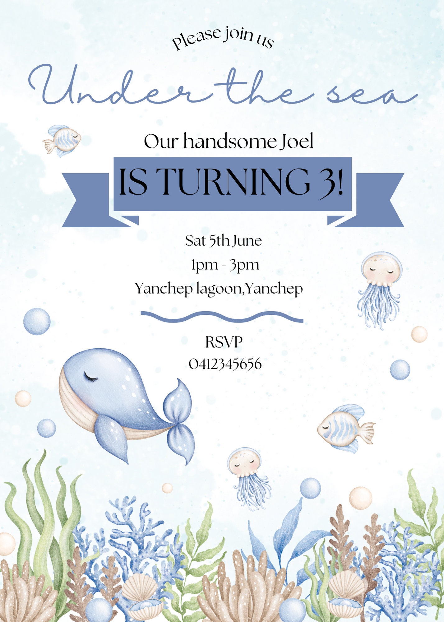 Editable Under the Sea Birthday Invitation Girls Birthday Invitation ...
