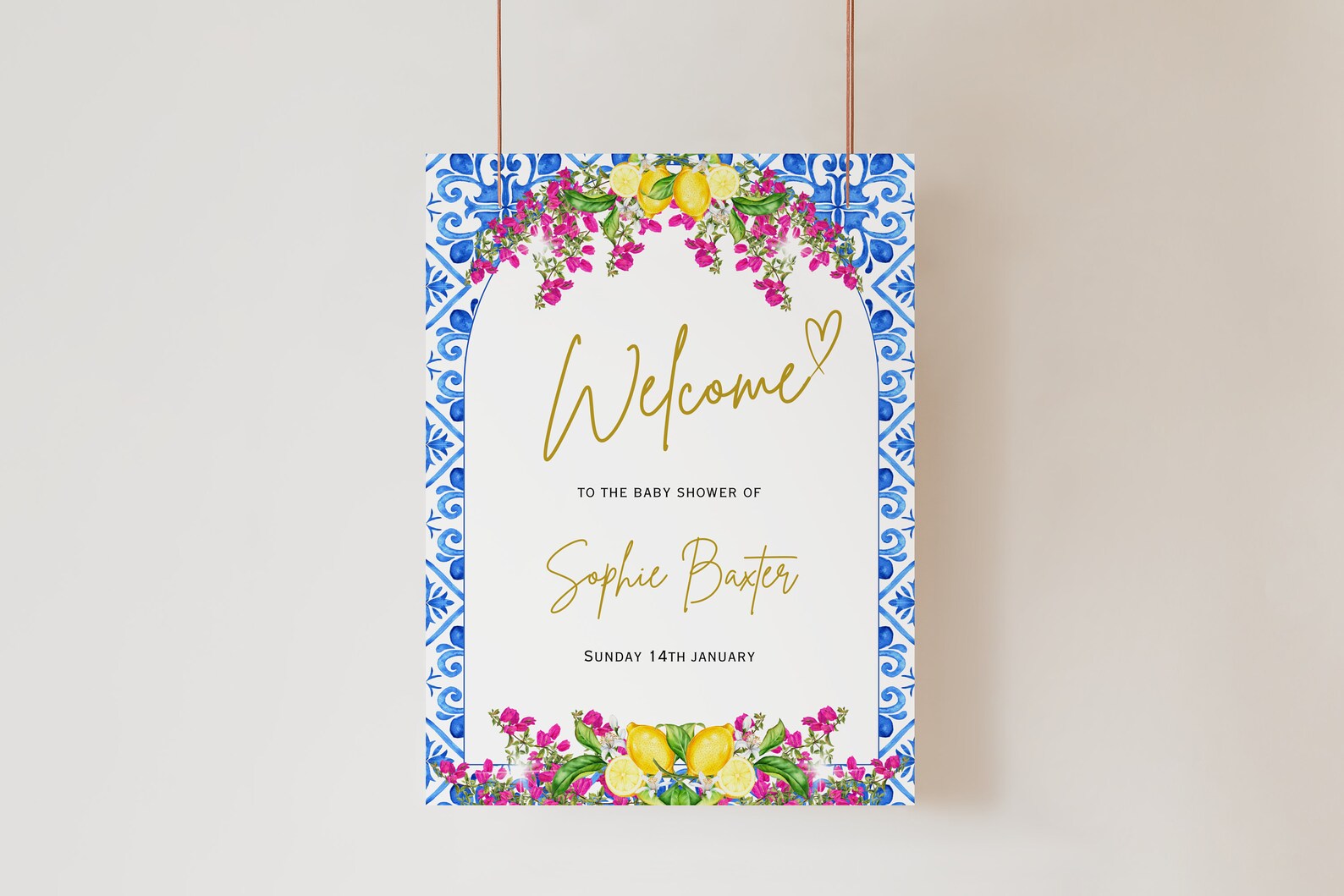 Lemon and Positano Tile Welcome Board, Amalfi Coast Baby Shower Signs ...