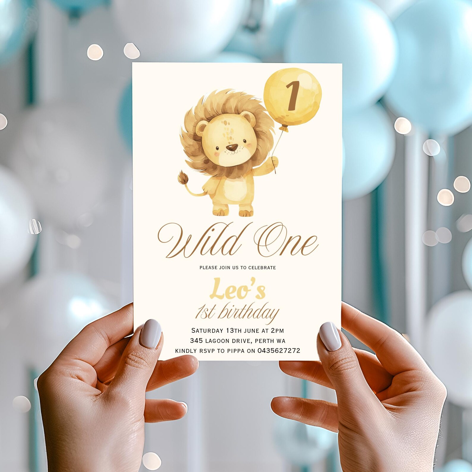 Lion Birthday Invitation, Boy's Lion Party Invite, Wild One Birthday ...